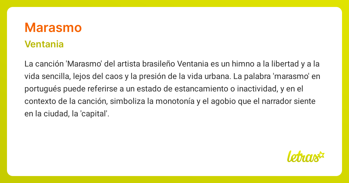 Significado de la canción MARASMO (Ventania) - LETRAS.COM