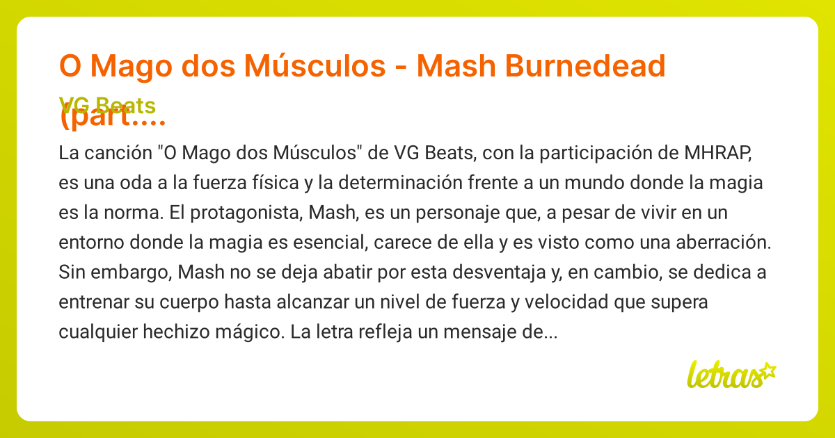 Significado de la canción O Mago dos Músculos - Mash Burnedead (part ...