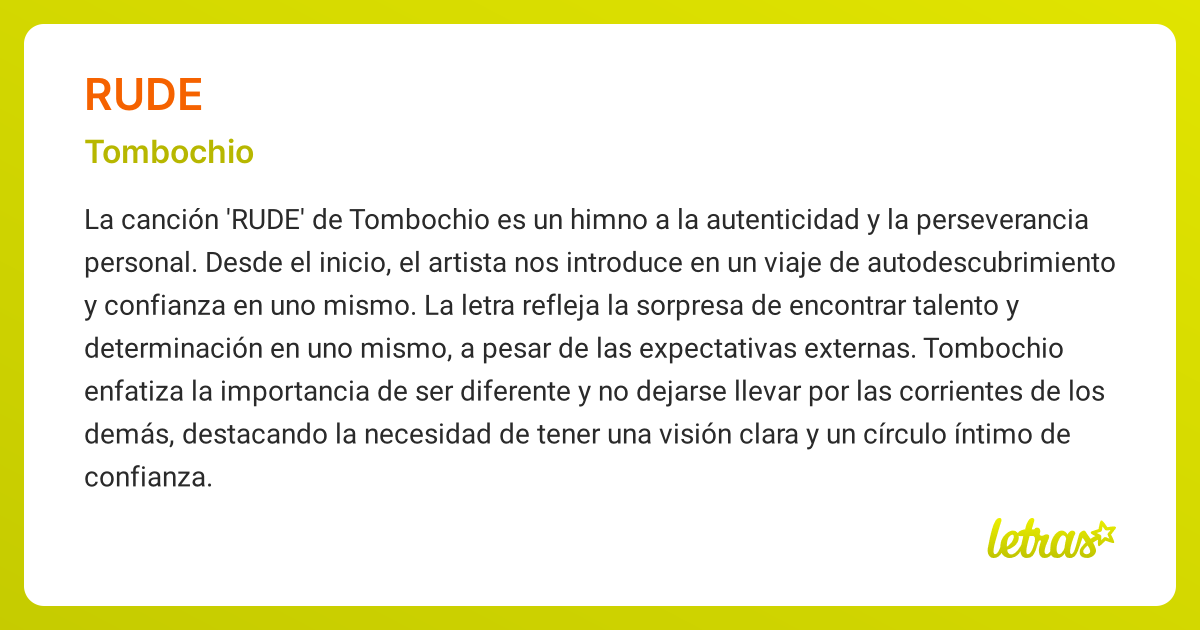 Significado de la canción RUDE (Tombochio) - LETRAS.COM