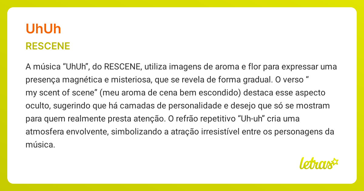 Significado da música UHUH (RESCENE) - LETRAS.MUS.BR