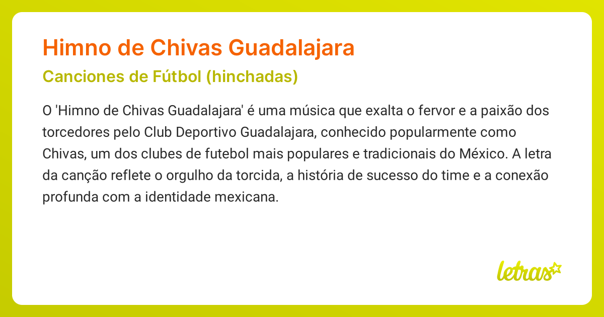 Significado da música HIMNO DE CHIVAS GUADALAJARA (Canciones de Fútbol ...