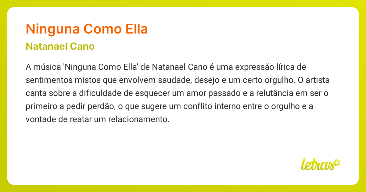 Significado da música NINGUNA COMO ELLA (Natanael Cano) - LETRAS.MUS.BR