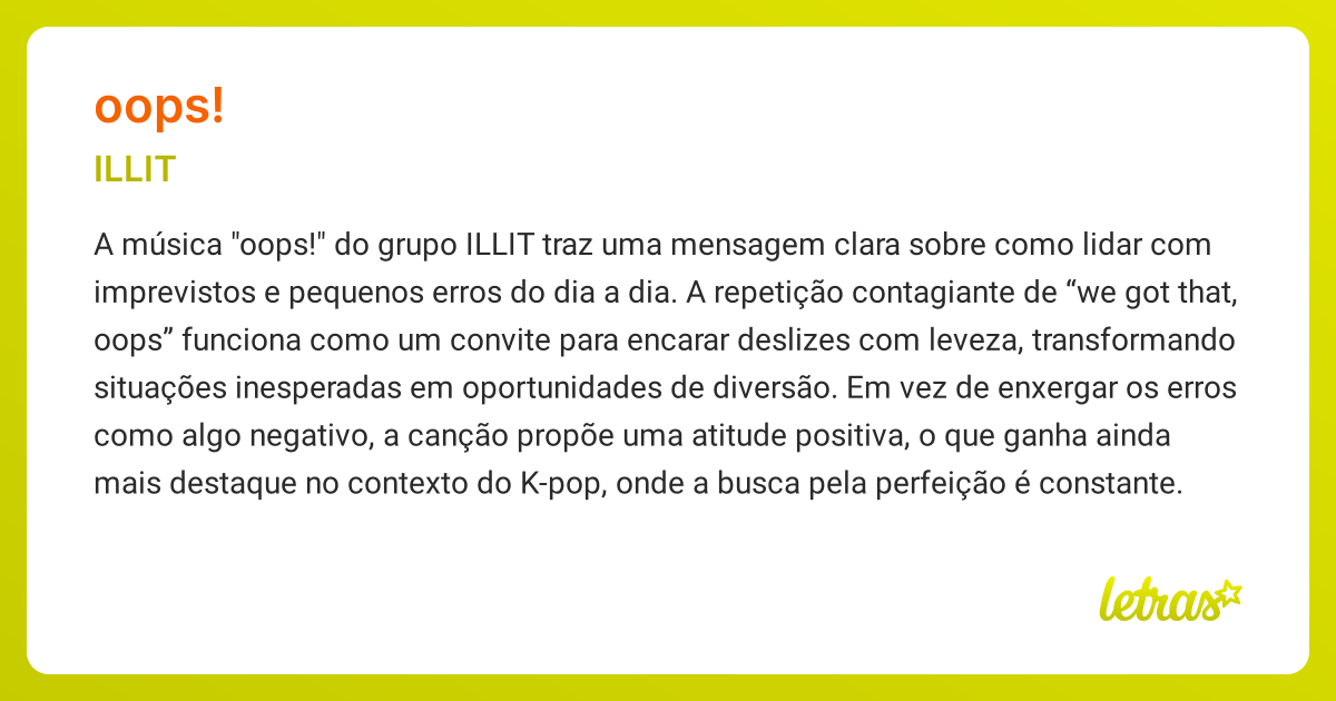 Significado da música OOPS! (ILLIT) - LETRAS.MUS.BR