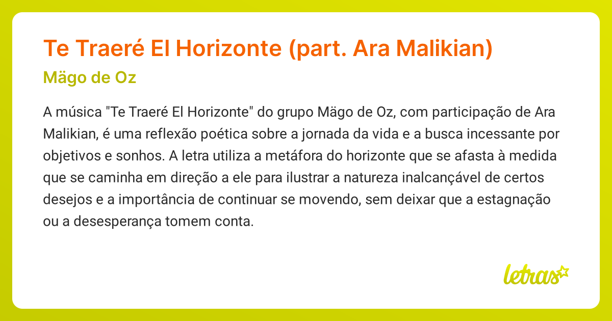 Significado da música Te Traeré El Horizonte (part. Ara Malikian) (Mägo ...