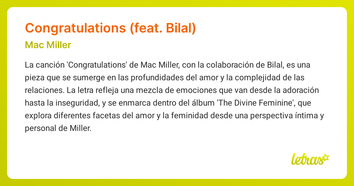 Significado de la canción CONGRATULATIONS (FEAT. BILAL) (Mac Miller ...