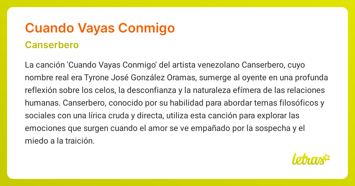 Significado de la canción CUANDO VAYAS CONMIGO (Canserbero) - LETRAS.COM