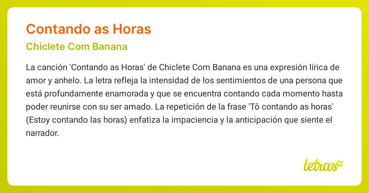 Significado de la canción CONTANDO AS HORAS (Chiclete Com Banana ...