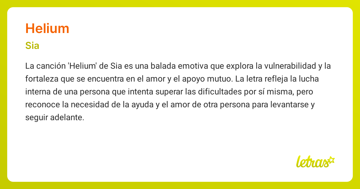 Significado de la canción HELIUM (Sia) - LETRAS.COM