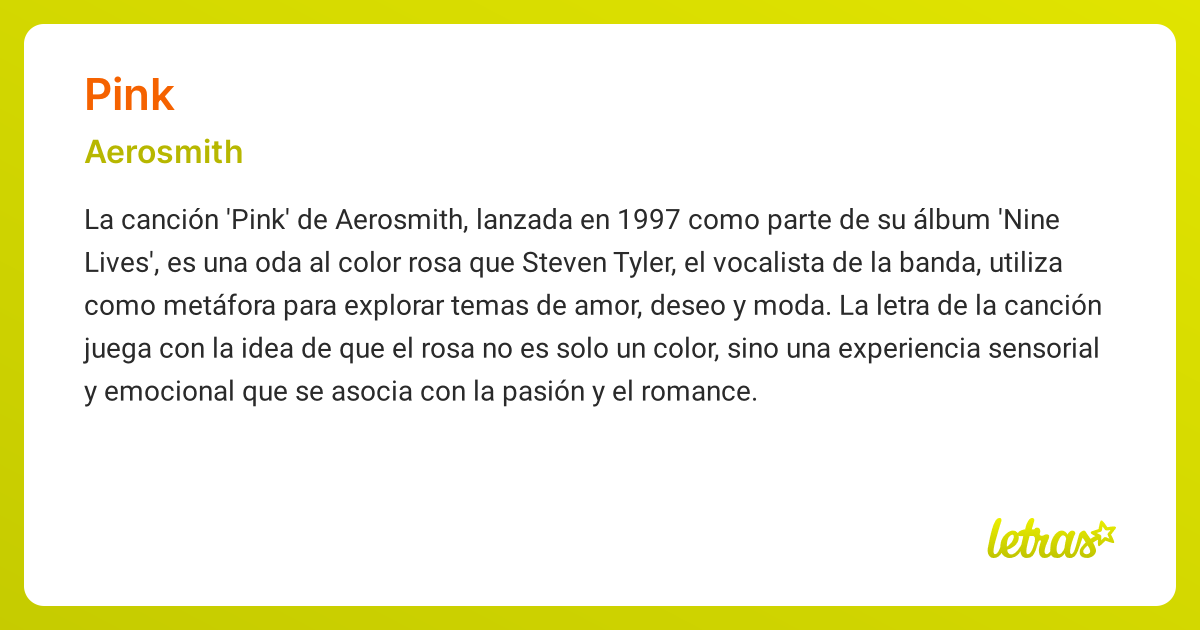 Significado de la canción PINK (Aerosmith) - LETRAS.COM