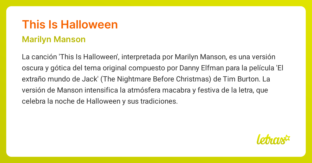Significado de la canción THIS IS HALLOWEEN (Marilyn Manson) - LETRAS.COM