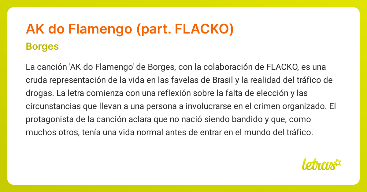 Significado de la canción AK DO FLAMENGO (PART. FLACKO) (Borges ...