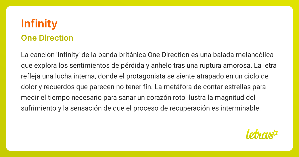 Significado de la canción INFINITY (One Direction) - LETRAS.COM
