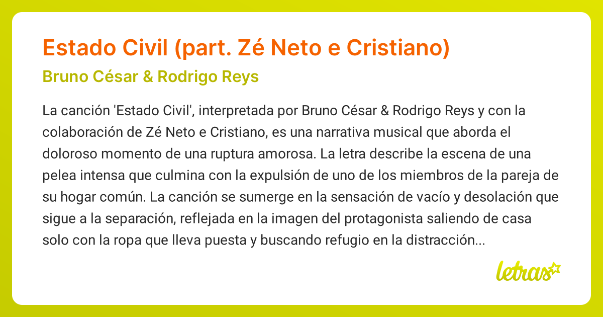 Significado de la canción Estado Civil (part. Zé Neto e Cristiano ...