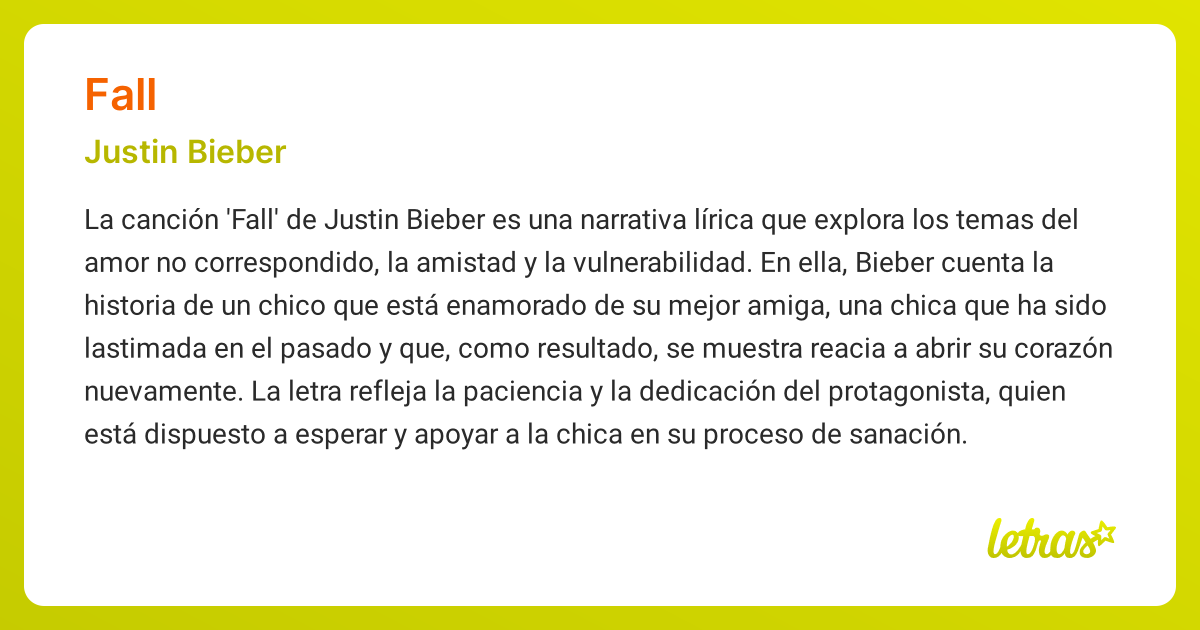 Significado de la canción FALL (Justin Bieber) - LETRAS.COM
