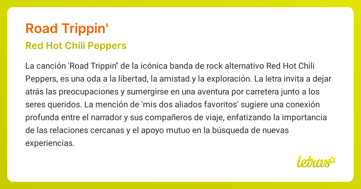 Significado de la canción ROAD TRIPPIN' (Red Hot Chili Peppers ...