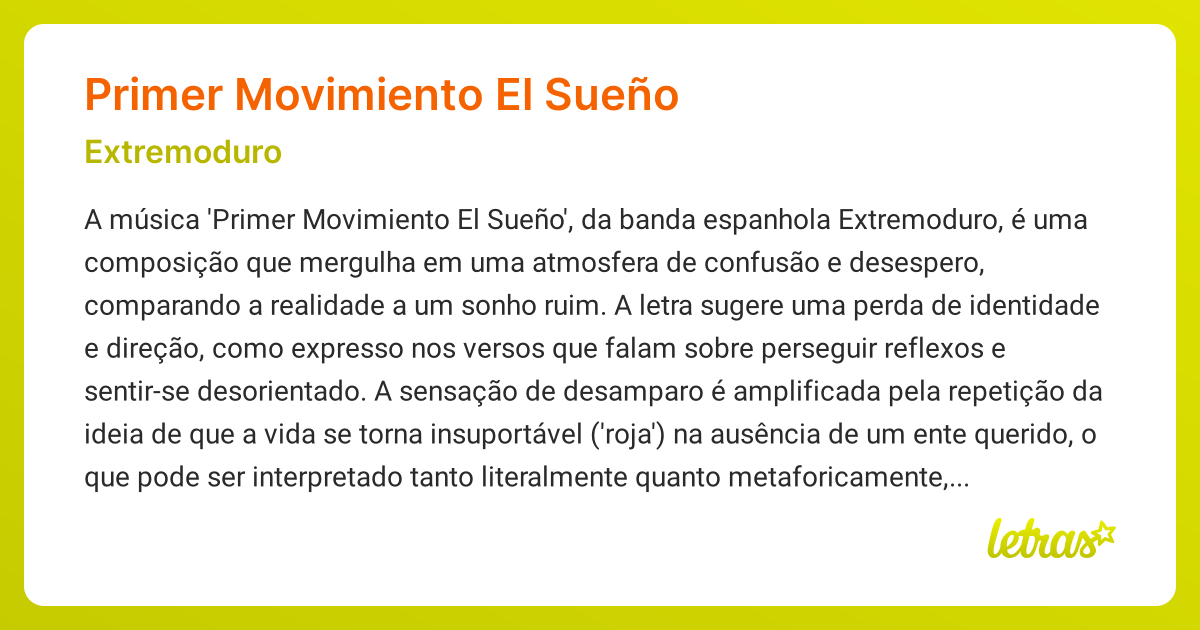 Significado da música PRIMER MOVIMIENTO EL SUEÑO (Extremoduro) - LETRAS ...