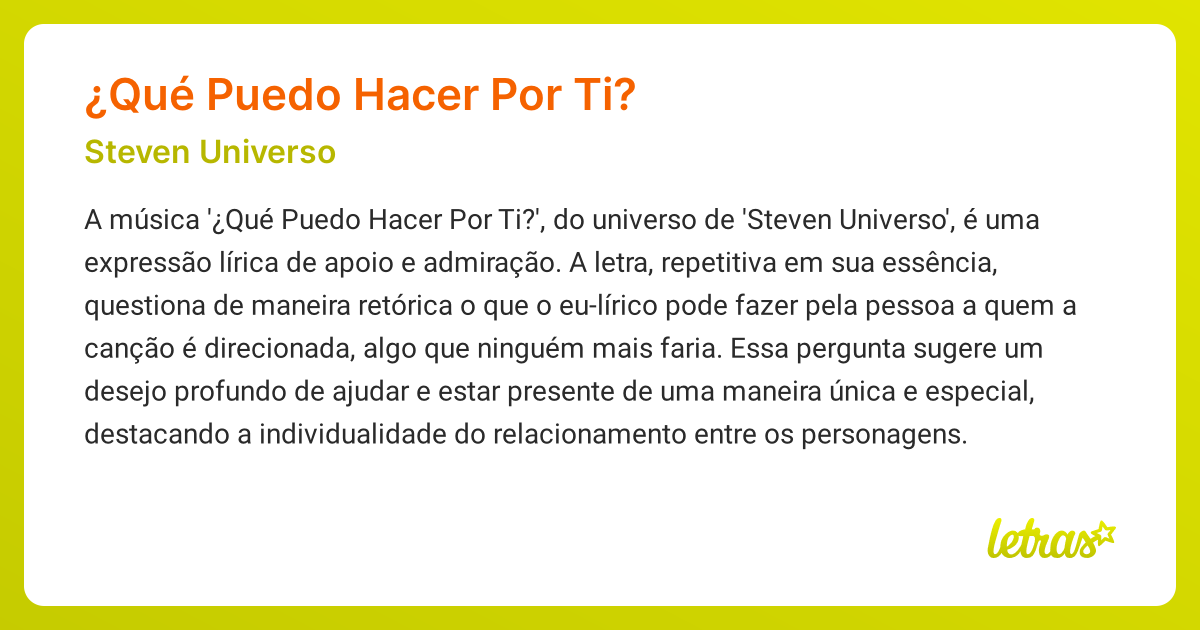Significado da música ¿QUÉ PUEDO HACER POR TI? (Steven Universo ...