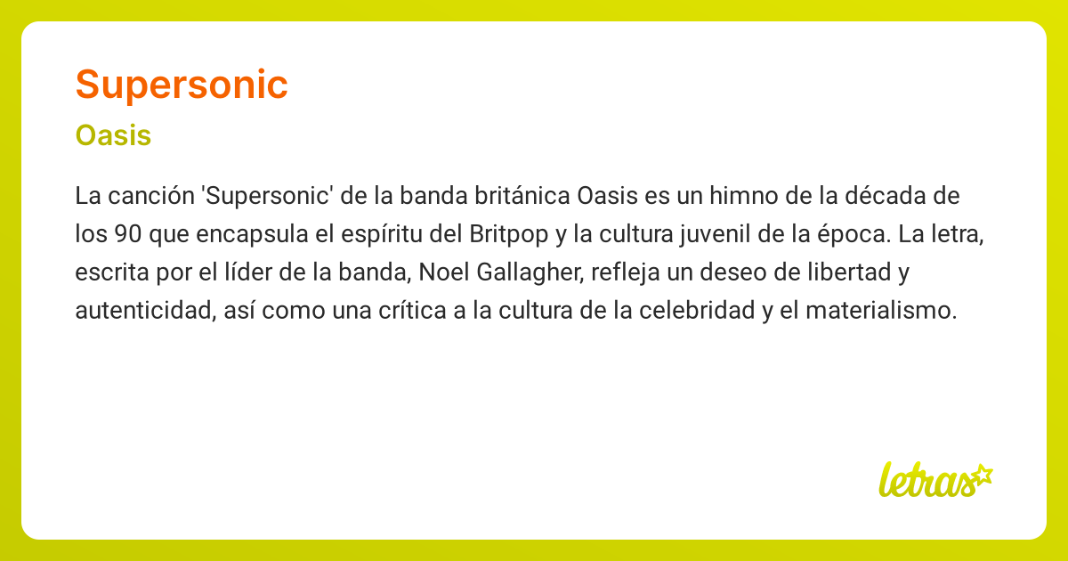 Significado de la canción SUPERSONIC (Oasis) - LETRAS.COM