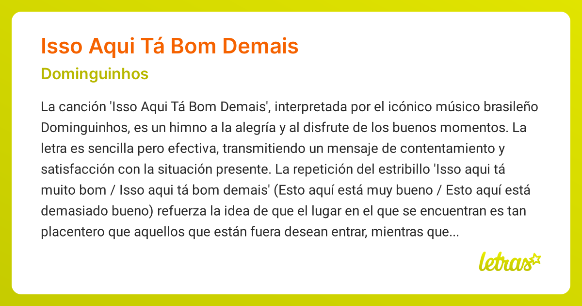 Significado de la canción ISSO AQUI TÁ BOM DEMAIS (Dominguinhos ...