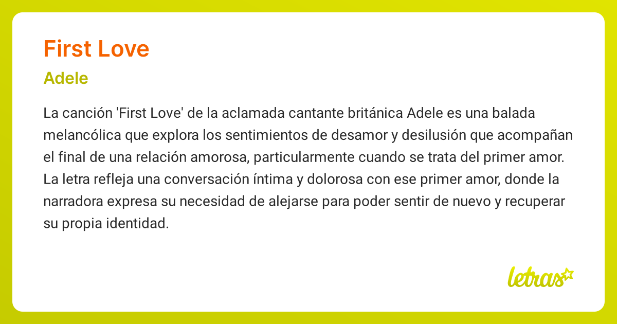 Significado de la canción FIRST LOVE (Adele) - LETRAS.COM