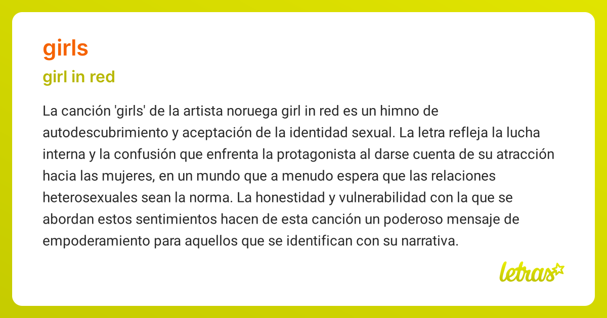 Significado de la canción GIRLS (girl in red) - LETRAS.COM