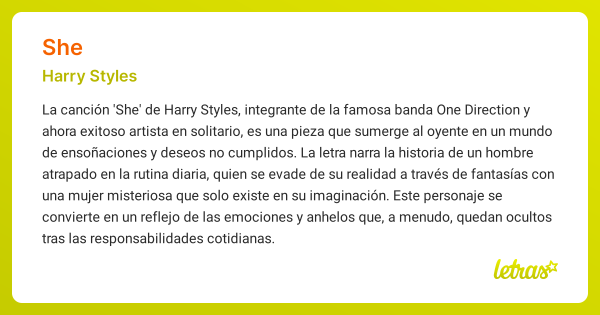 Significado de la canción SHE (Harry Styles) - LETRAS.COM