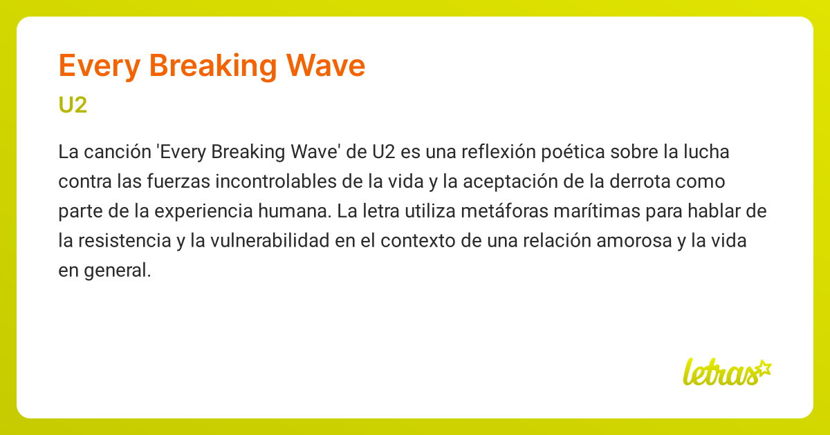 Significado de la canción EVERY BREAKING WAVE (U2) - LETRAS.COM