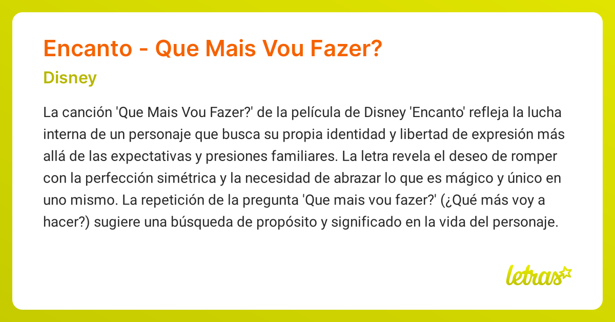 Significado de la canción ENCANTO - QUE MAIS VOU FAZER? (Disney ...