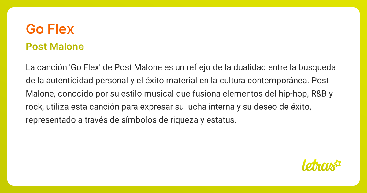 Significado de la canción GO FLEX (Post Malone) - LETRAS.COM