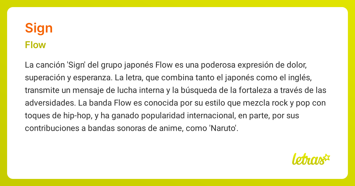 Significado de la canción SIGN (Flow) - LETRAS.COM