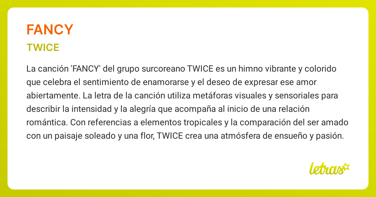 Significado de la canción FANCY (TWICE) - LETRAS.COM