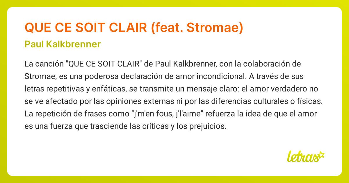 Significado de la canción QUE CE SOIT CLAIR (feat. Stromae) (Paul ...