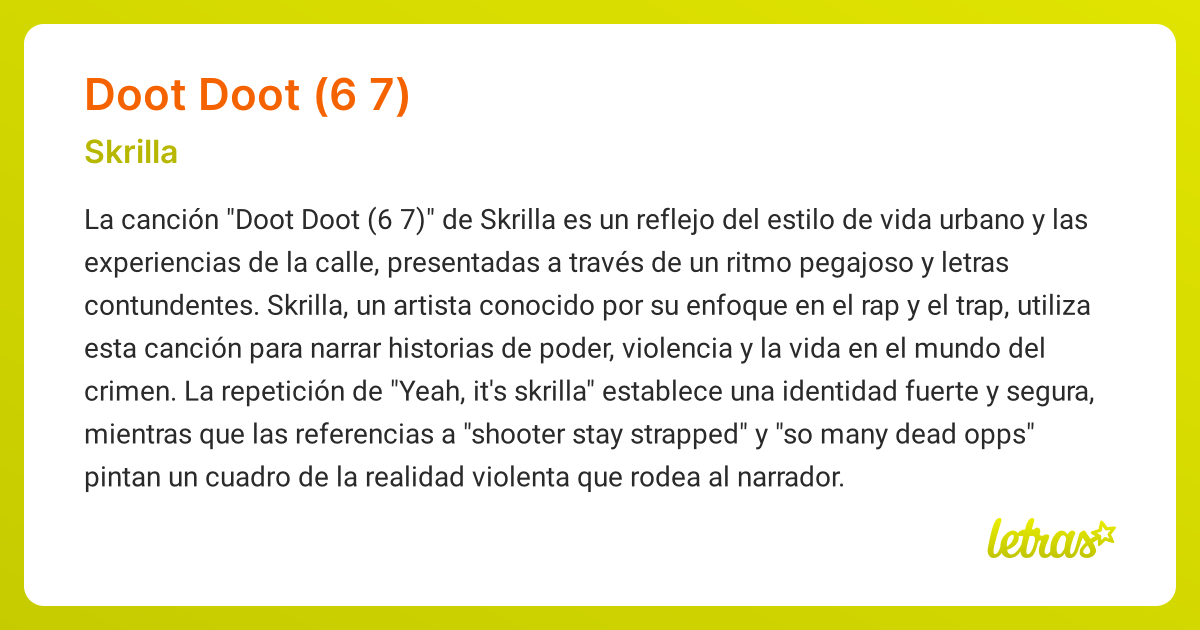 Significado de la canción DOOT DOOT (6 7) (Skrilla) - LETRAS.COM