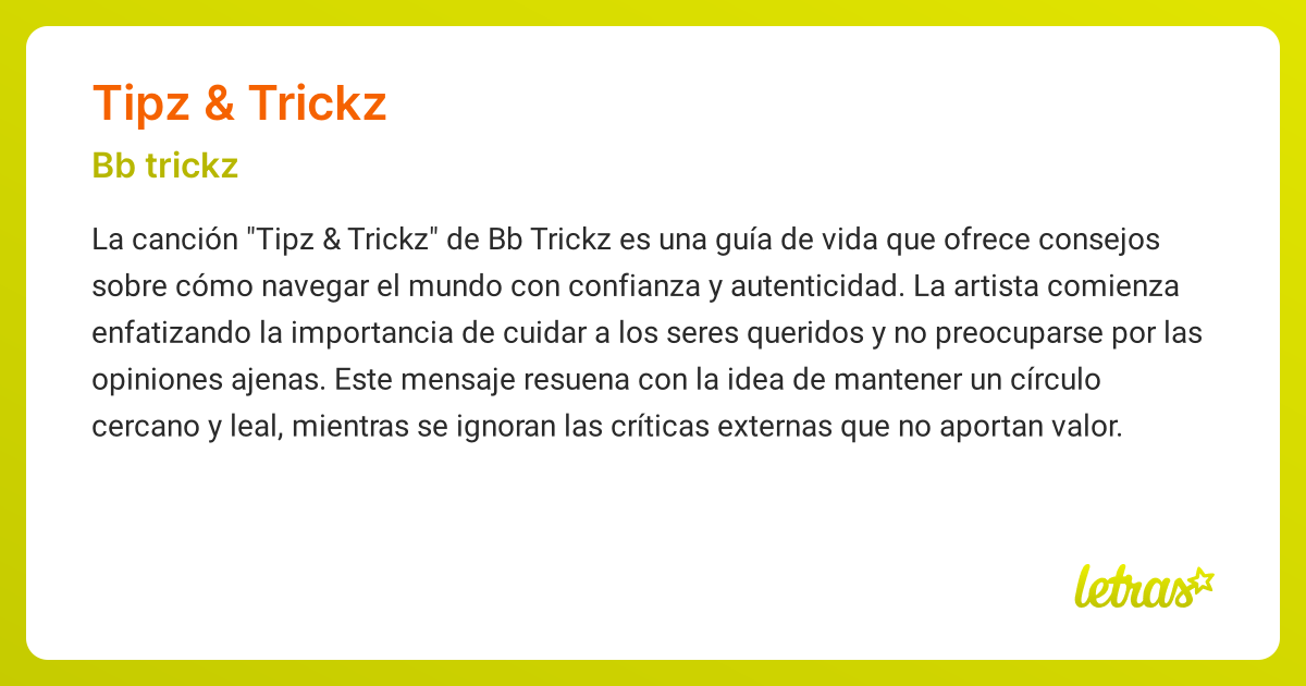Significado de la canción TIPZ & TRICKZ (Bb Trickz) - LETRAS.COM