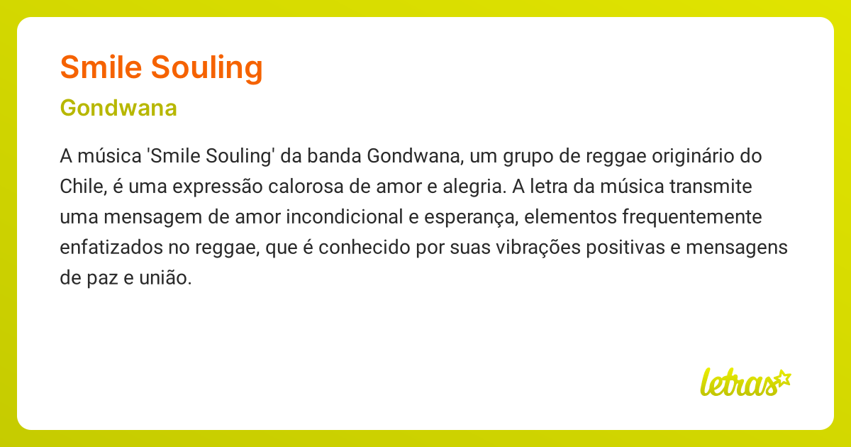 Significado da música SMILE SOULING (Gondwana) - LETRAS.MUS.BR