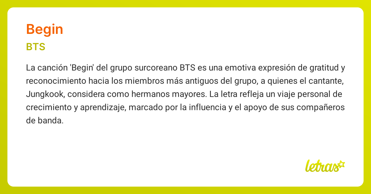 Significado de la canción BEGIN (BTS) - LETRAS.COM