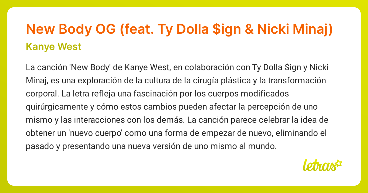 Significado de la canción New Body OG (feat. Ty Dolla $ign & Nicki ...