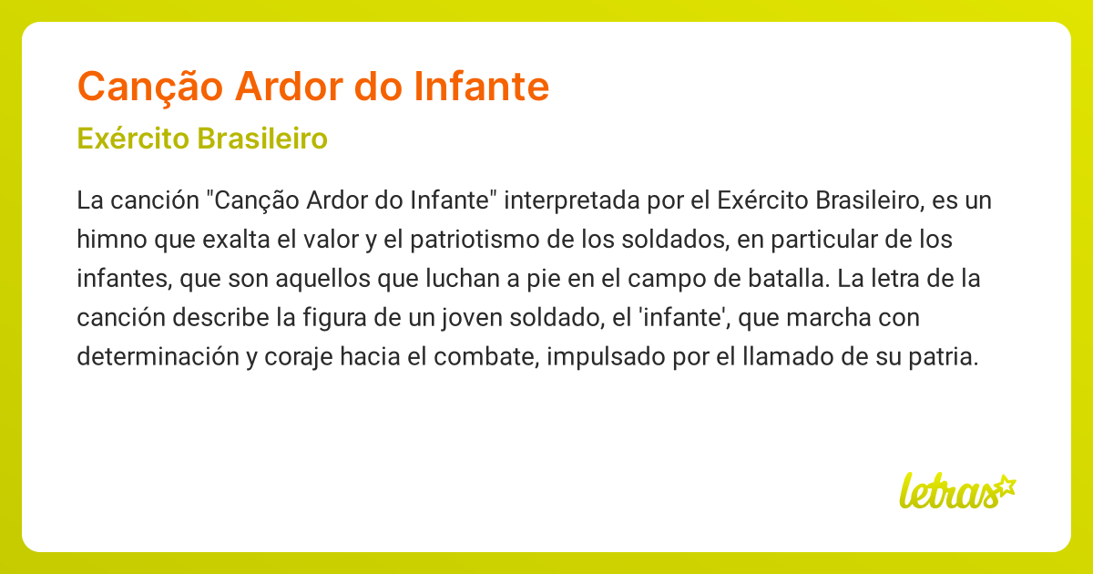 Significado de la canción CANÇÃO ARDOR DO INFANTE (Exército Brasileiro ...