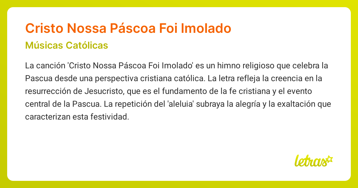 Significado de la canción Cristo Nossa Páscoa Foi Imolado (Músicas ...