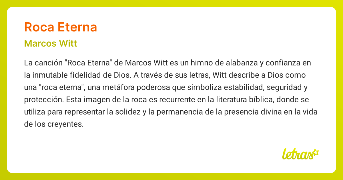 Significado de la canción ROCA ETERNA (Marcos Witt) - LETRAS.COM
