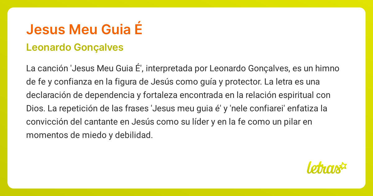 Significado de la canción JESUS MEU GUIA É (Leonardo Gonçalves ...
