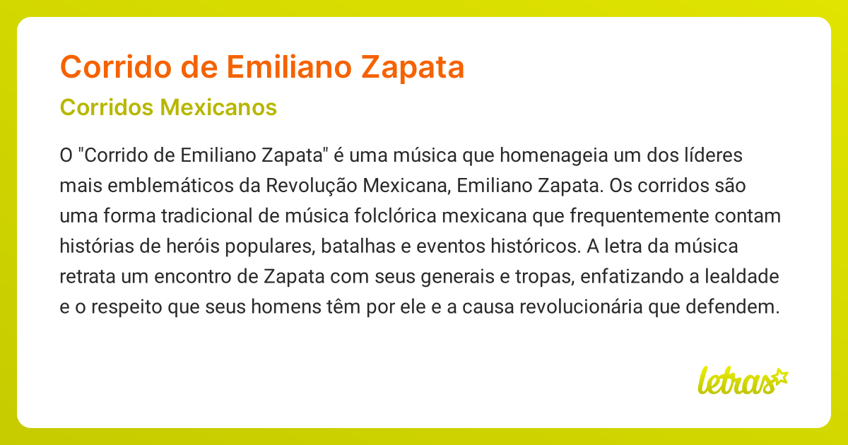 Significado da música CORRIDO DE EMILIANO ZAPATA (Corridos Mexicanos ...