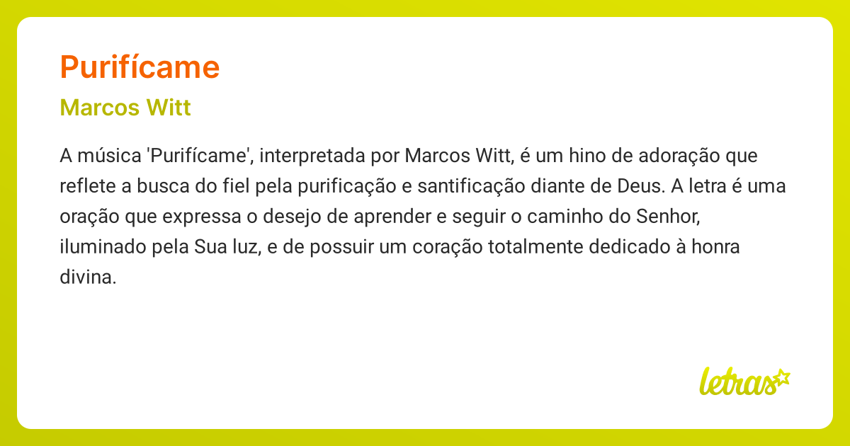 Significado da música PURIFÍCAME (Marcos Witt) - LETRAS.MUS.BR