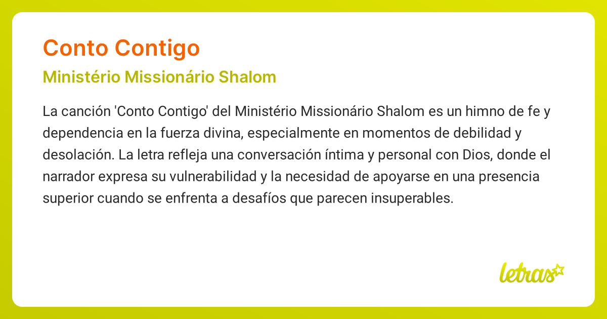 Significado de la canción CONTO CONTIGO (Ministério Missionário Shalom ...