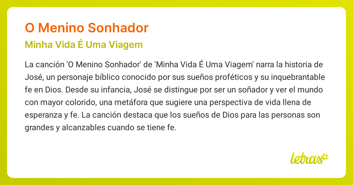Significado de la canción O MENINO SONHADOR (Minha Vida É Uma Viagem ...