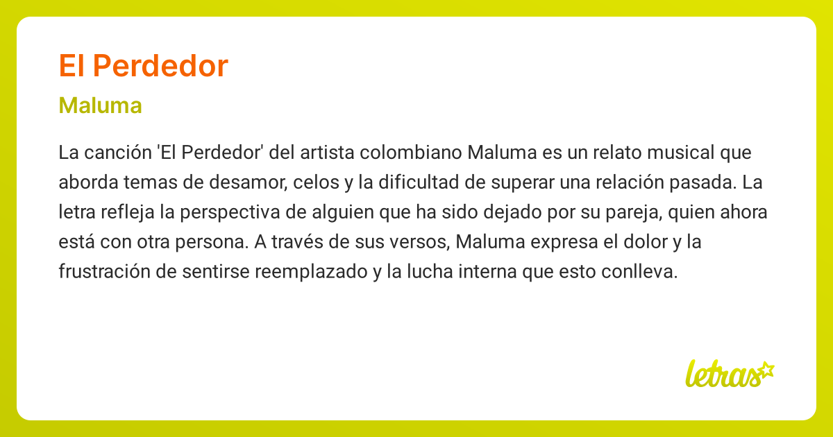 Significado de la canción EL PERDEDOR (Maluma) - LETRAS.COM