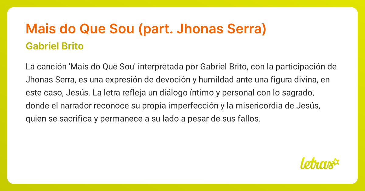Significado de la canción Mais do Que Sou (part. Jhonas Serra) (Gabriel ...