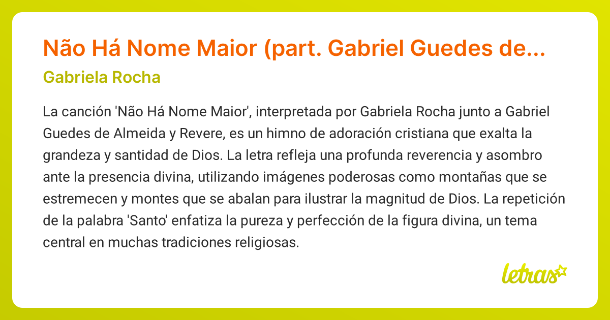 Significado de la canción Não Há Nome Maior (part. Gabriel Guedes de ...