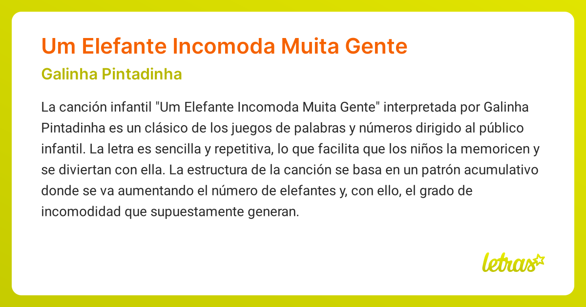 Significado de la canción Um Elefante Incomoda Muita Gente (Galinha ...