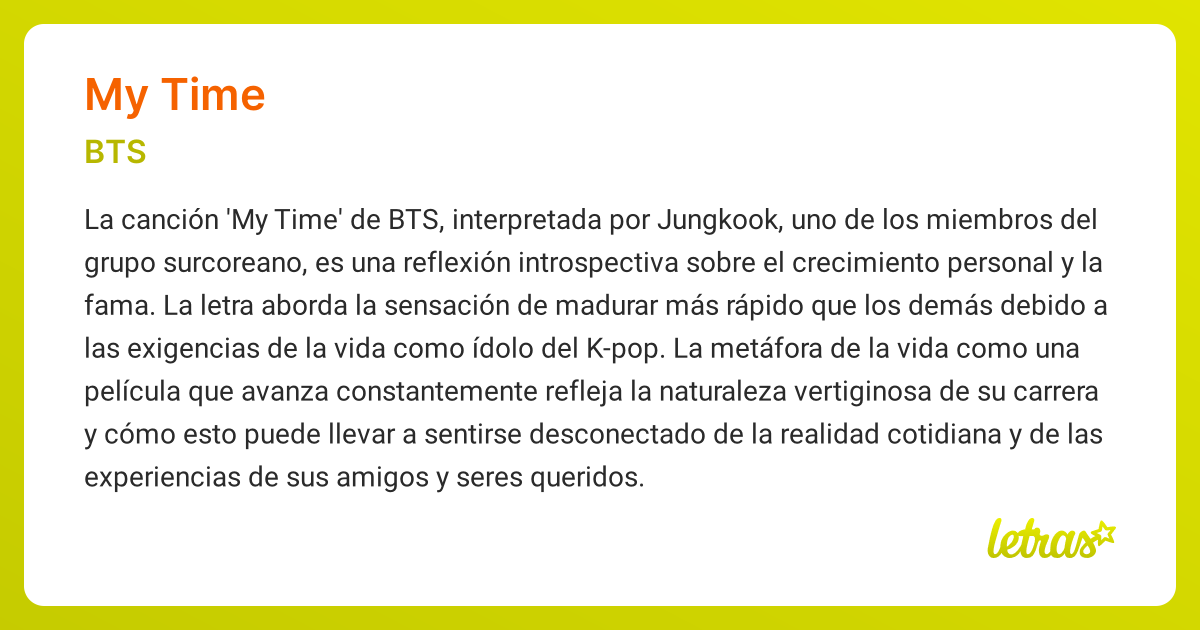 Significado de la canción MY TIME (BTS) - LETRAS.COM